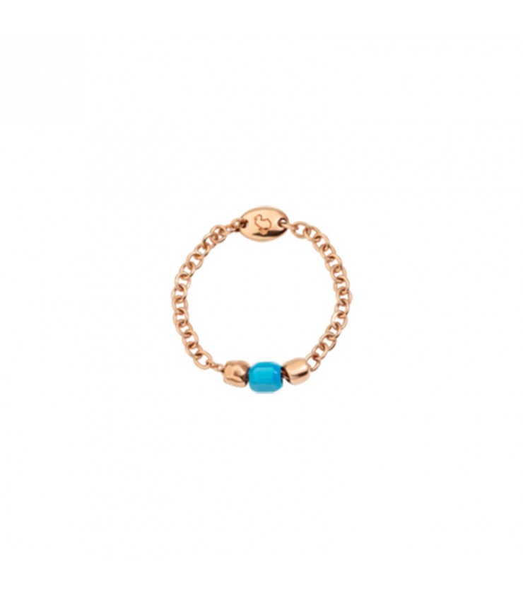 Anello Dodo Granelli Oro Rosa 9kt Ceramica Turchese | MiRaggi