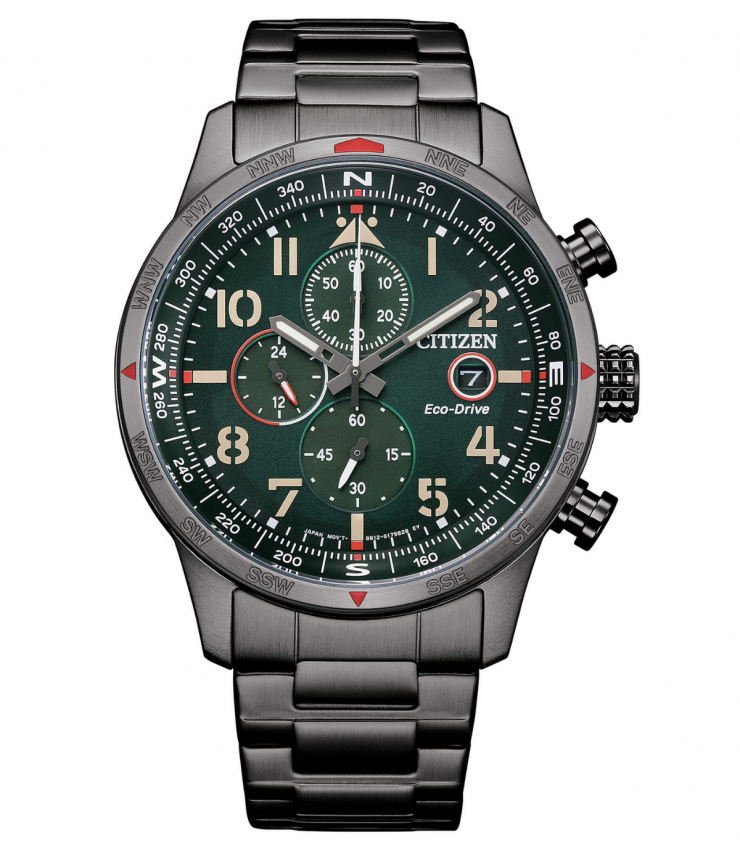 Orologio Citizen Eco Drive Aviator Nero Verde Uomo CA0797-84X | MiRaggi