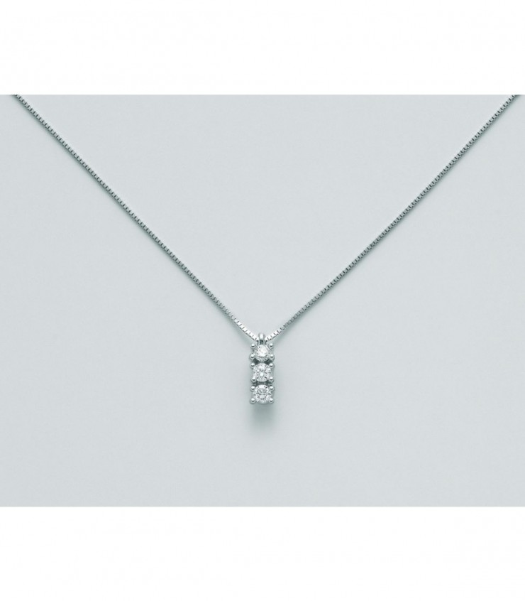 Collana Miluna Oro Bianco 18kt Diamante 0,15 ct G SI | MiRaggi